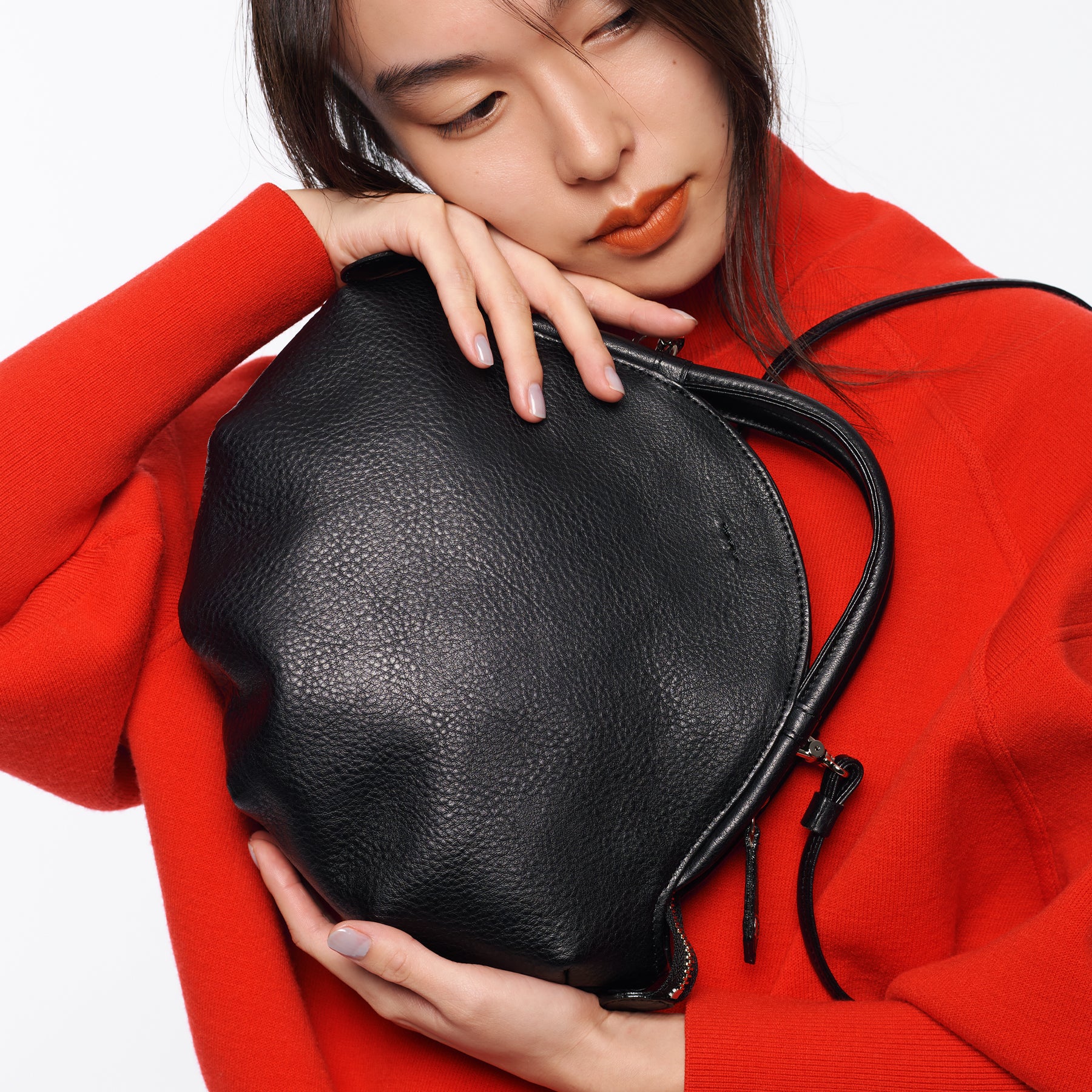 Feel series leather 2-way bag / black | テーーマ teema